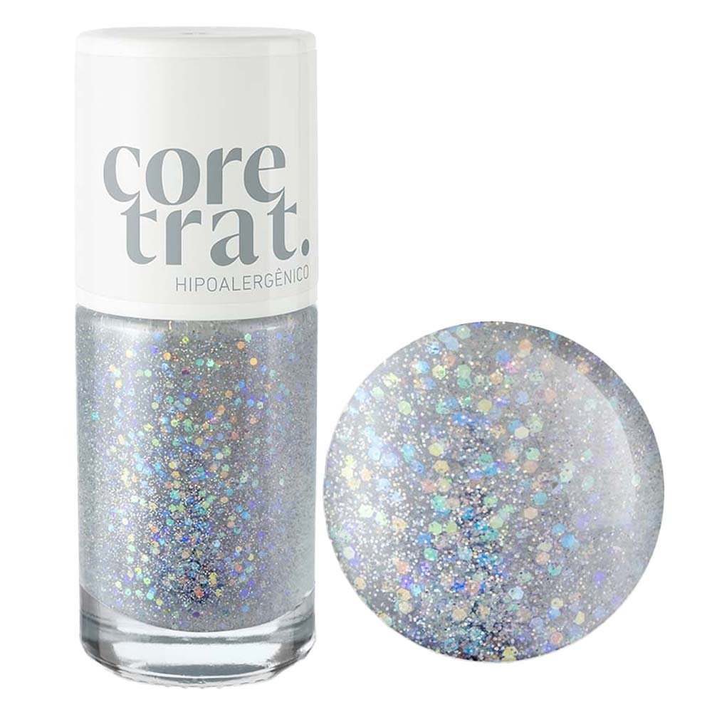 Esmalte Efeito Gel Coretrat Glitter Luz Das Estrelas Blant Transparente