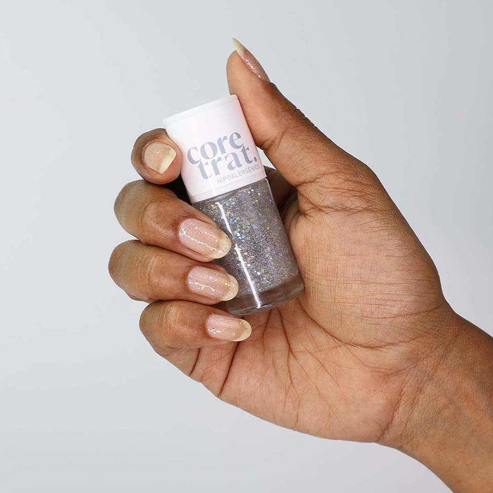 Esmalte Efeito Gel Coretrat Glitter Luz Das Estrelas Blant Transparente