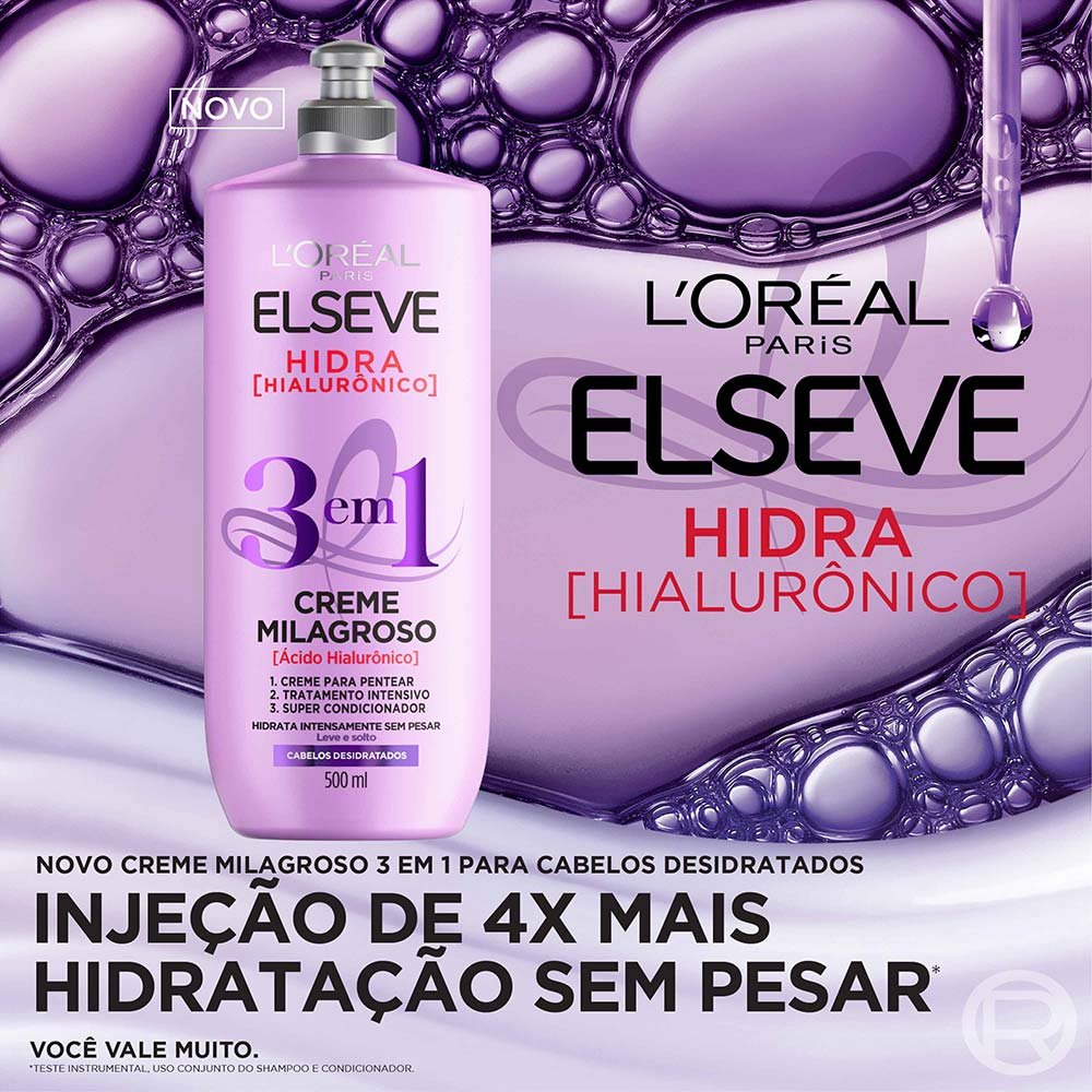 Elseve Creme Milagroso 3 em 1 Hidra Hialurônico 500ml