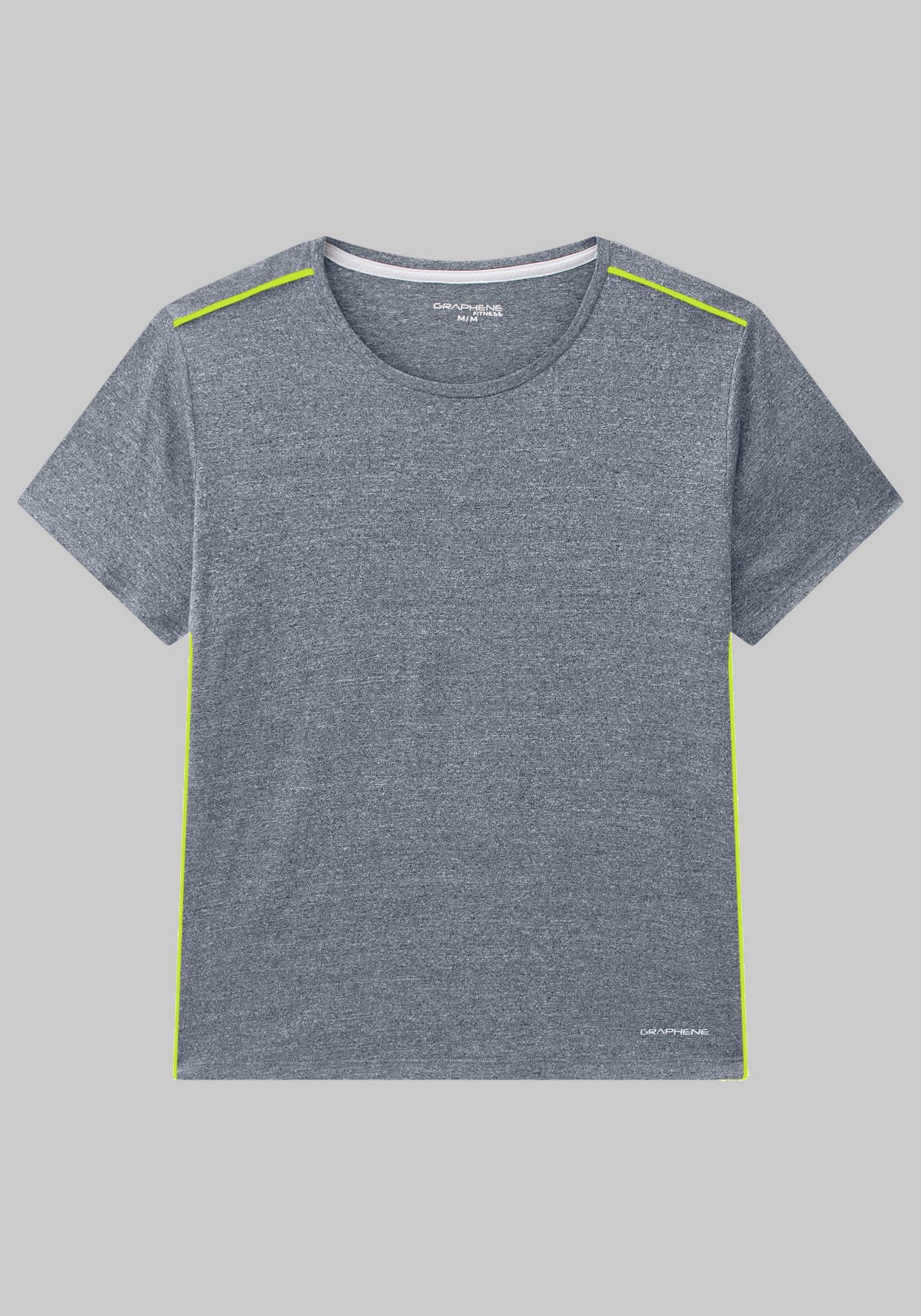 Camiseta Manga Curta com Detalhe Filete Cinza