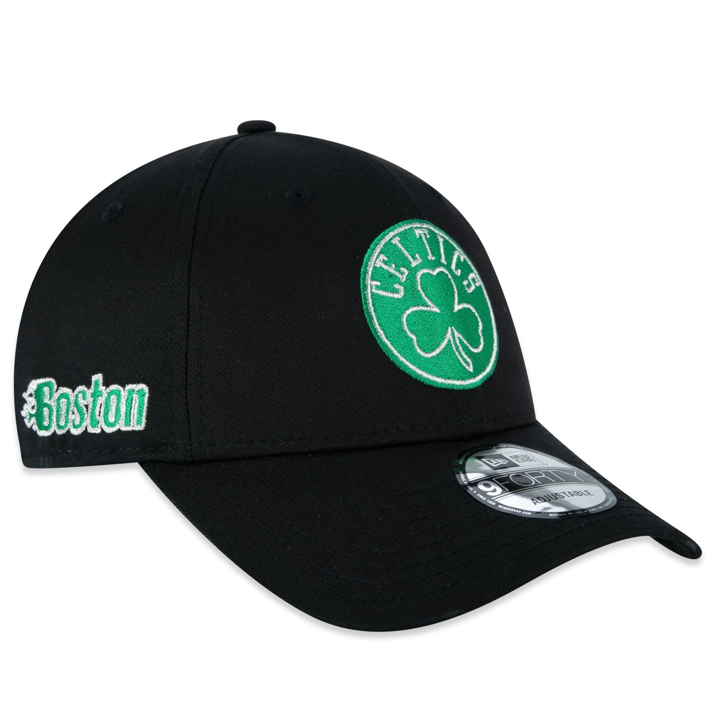 Bone New Era 9FORTY Boston Celtics Metallic Preto