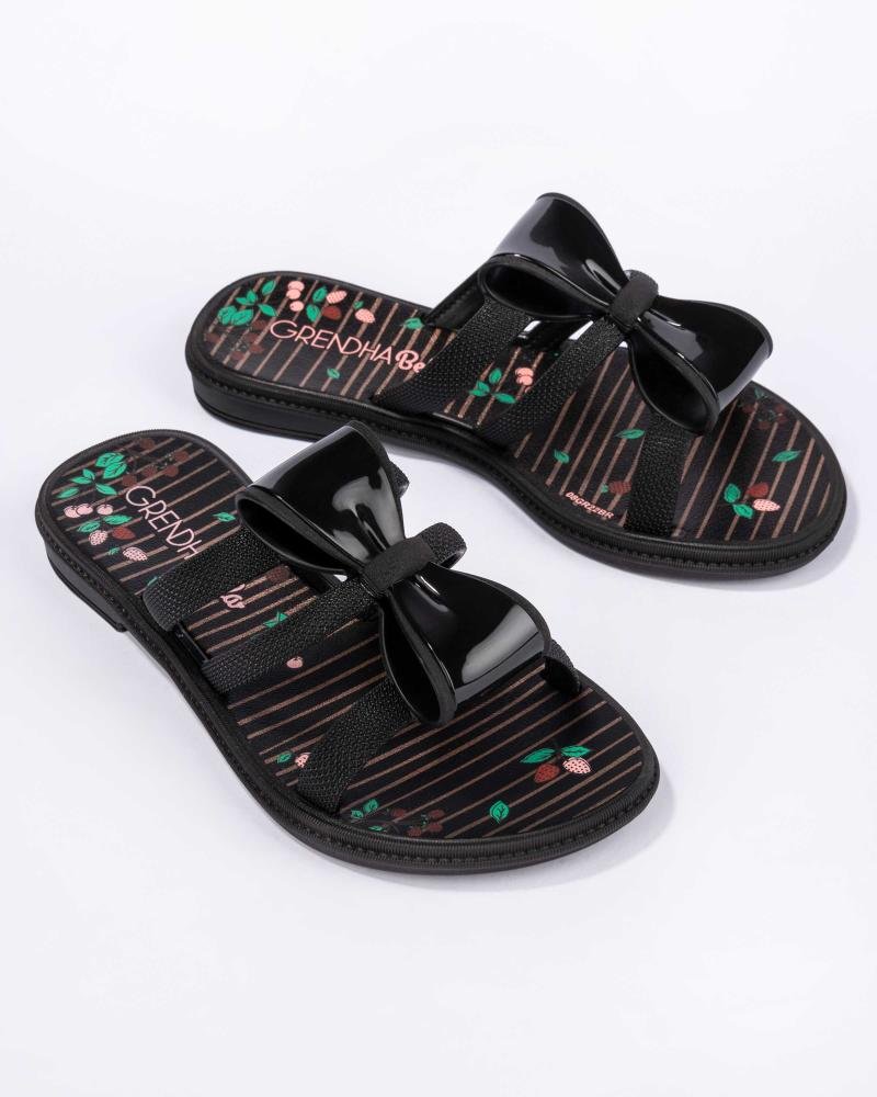 Chinelo Slide Feminino Infantil Grendha Bela Doçura Preto