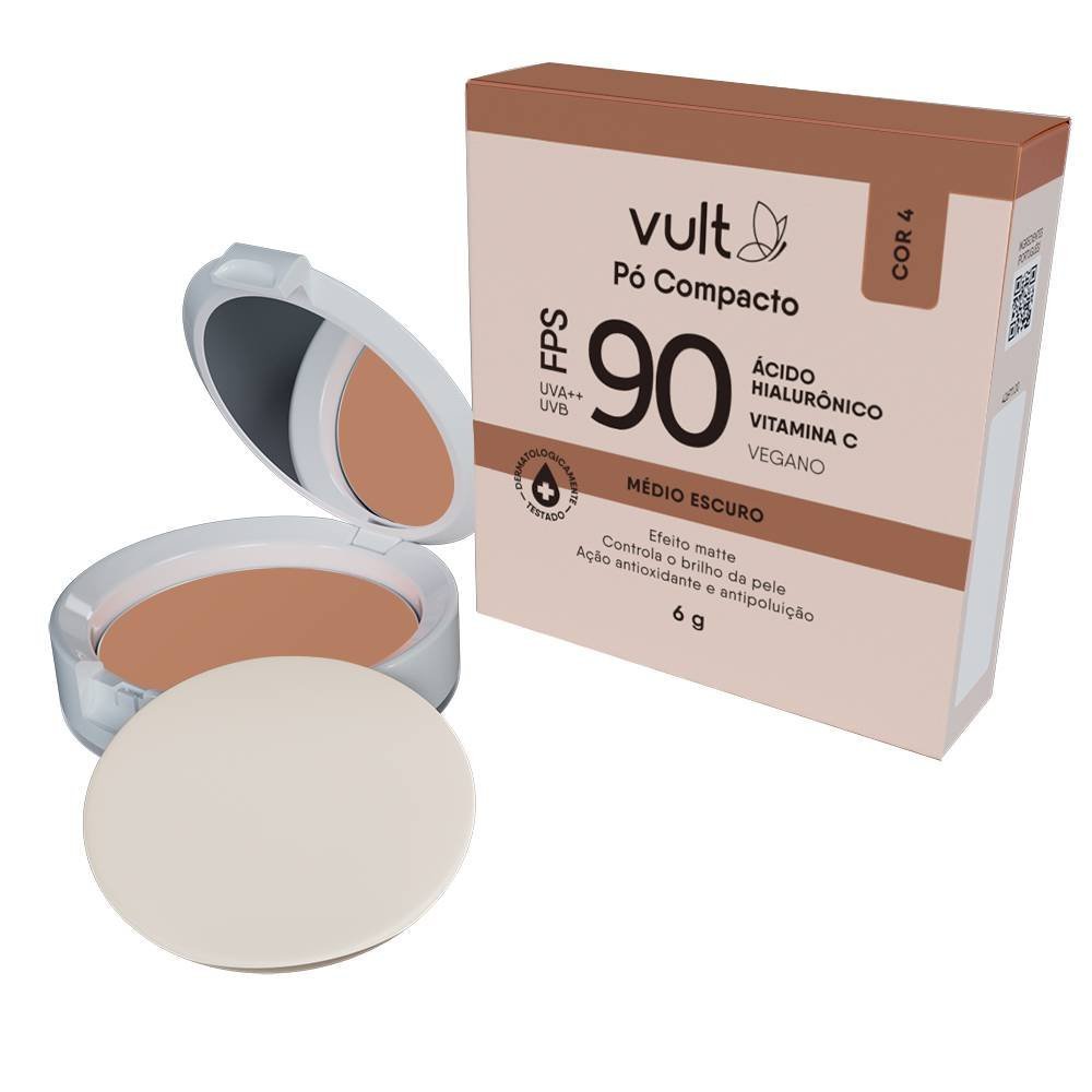 Pó Compacto Vult Fps 90 Cor 4 Médio Escuro 6g Cor 04