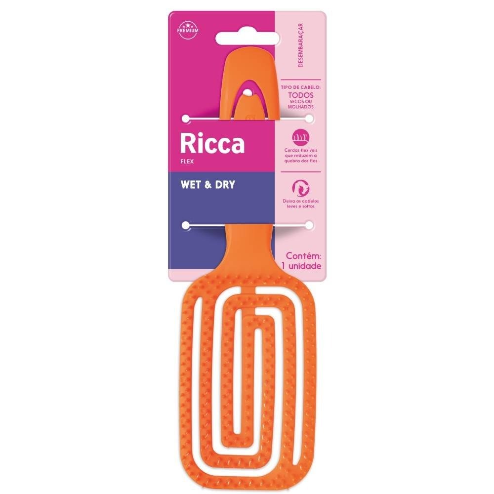 Escova De Cabelo Ricca Flex Wet & Dry Laranja Laranja