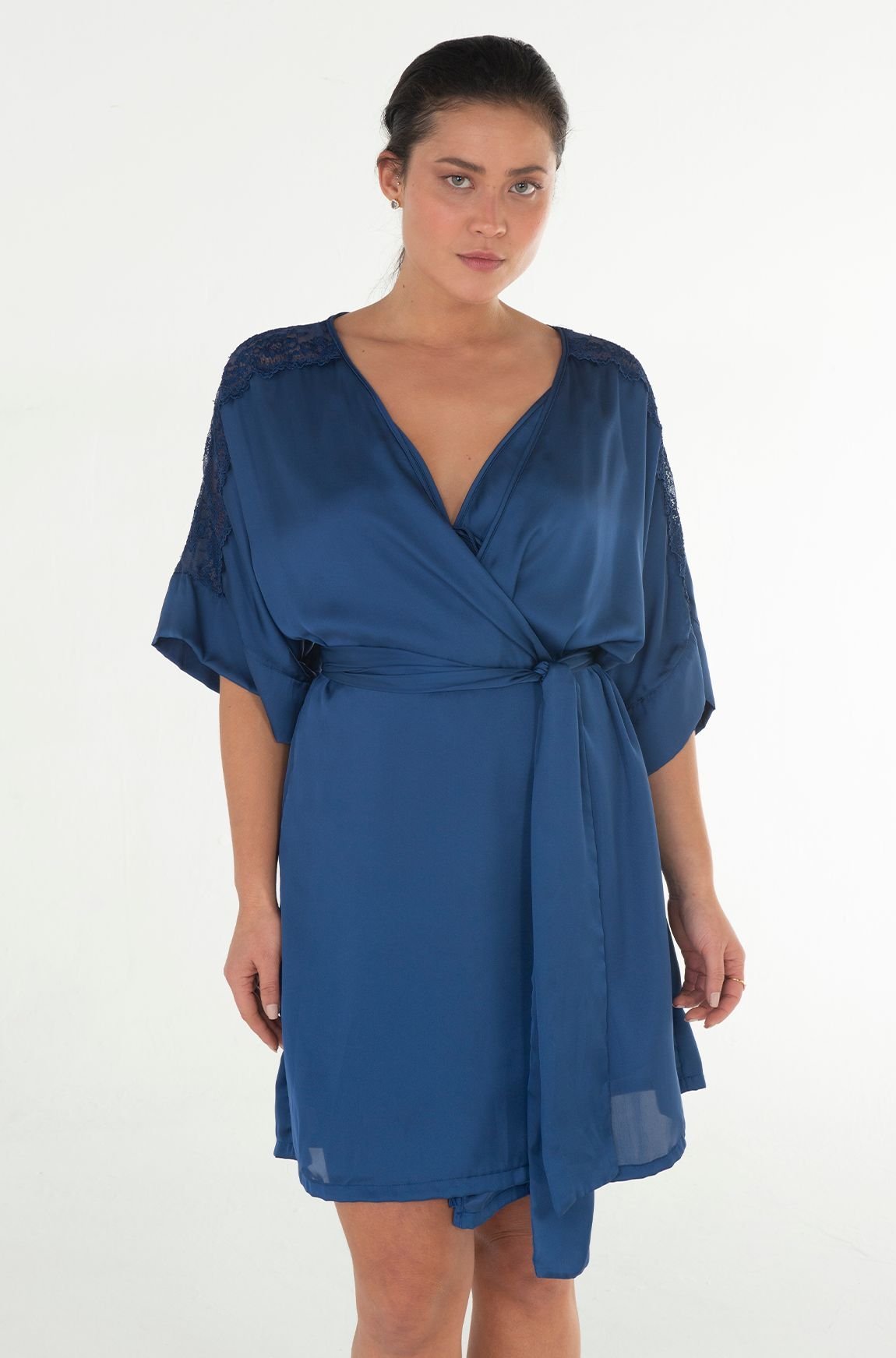 Robe Curto Cetim Montreal Azul