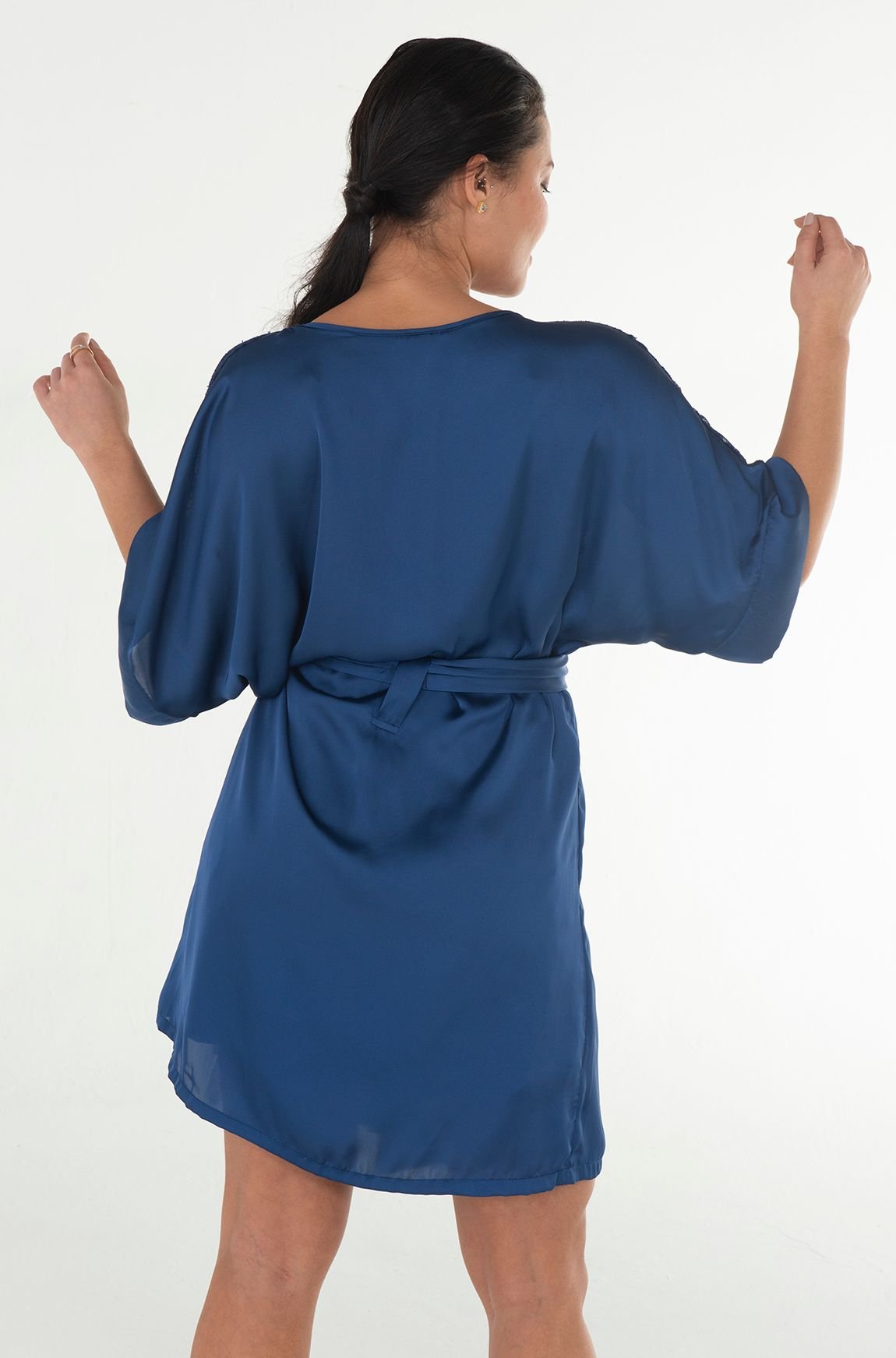 Robe Curto Cetim Montreal Azul