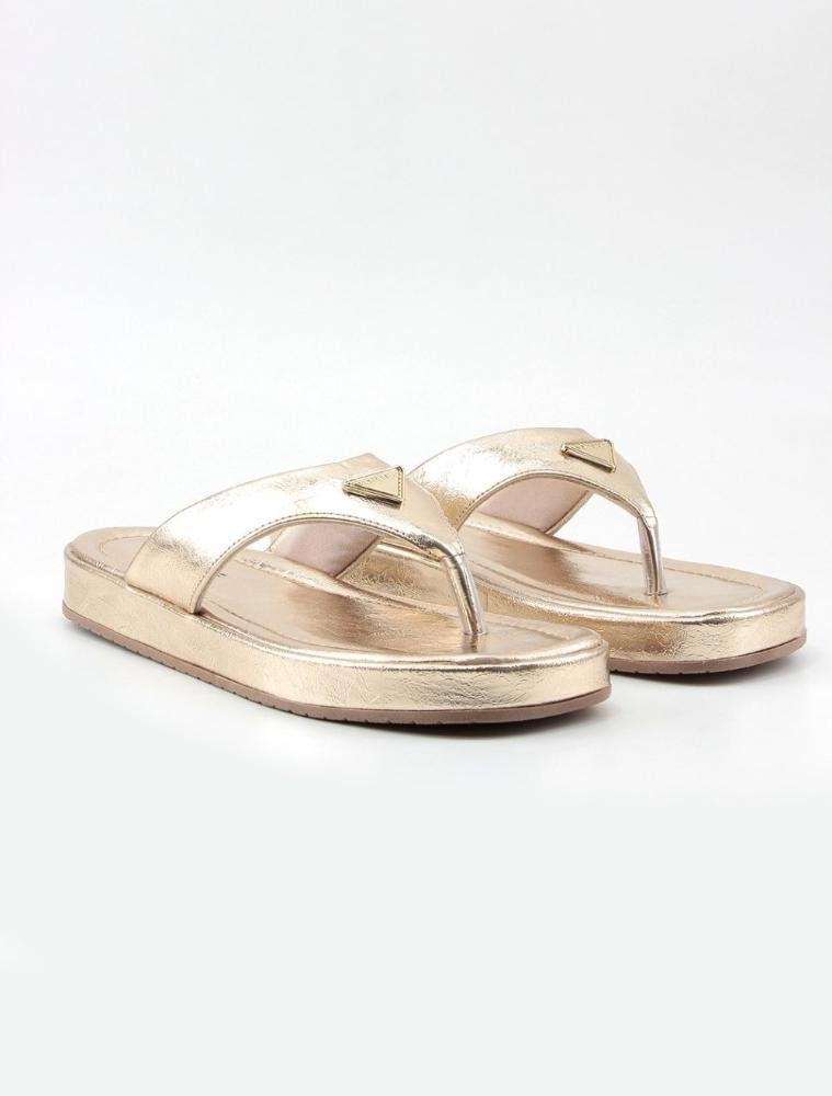 Sandália Flatform Via Marte 23-21407 Dourado Dourado
