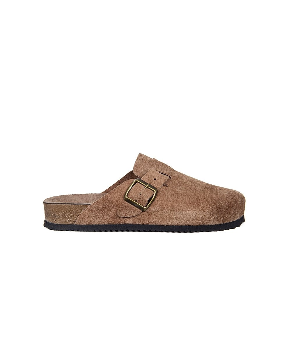 Mule Pixóle Fivela Couro Taupy Marrom