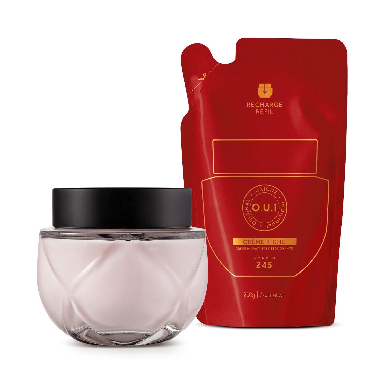Combo O.U.I Scapin 245: Desodorante Hidratante Crème Riche Scapin 245 200g + Refil Crème Riche ...