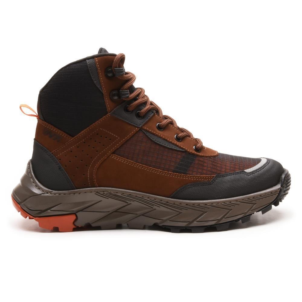 Bota Masculina Adventure Couro Esportes Trilas Aventuras Marrom/Preto