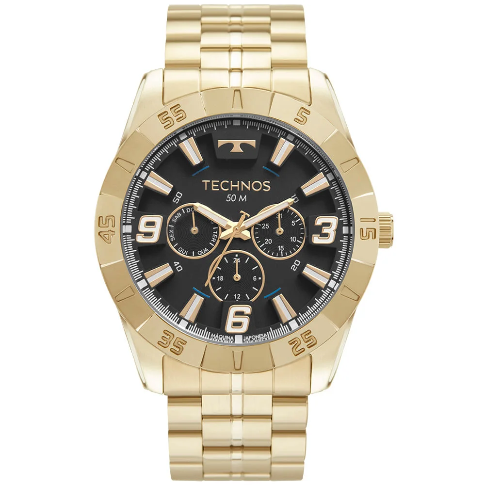 Relógio Technos Masculino Racer Dourado - 6P29ALC/1P Multicores