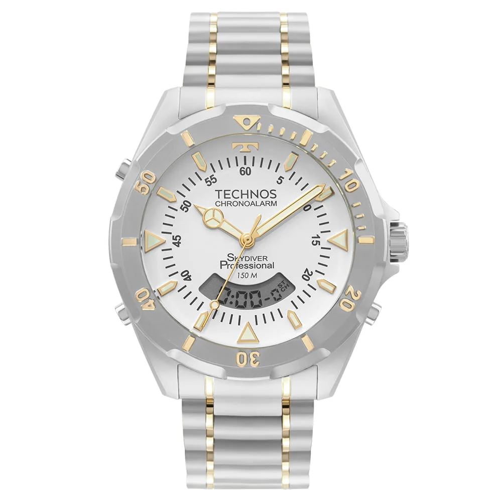 Relógio Technos Masculino Skydiver Bicolor - WT2050AXN/1B Prata
