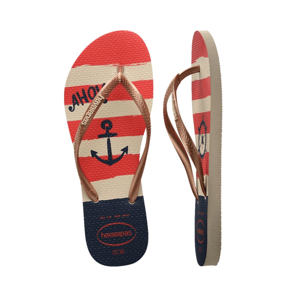 Chinelo de Dedo Feminino Slim Nautical Havaianas Vermelho