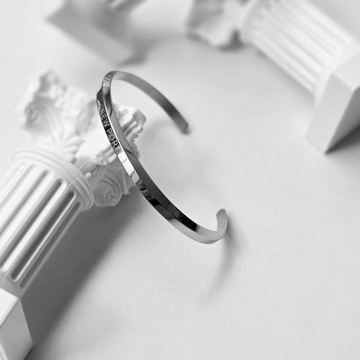 Bracelete Pulseira Aco Inox Luxo Casual Prata New Port Prata