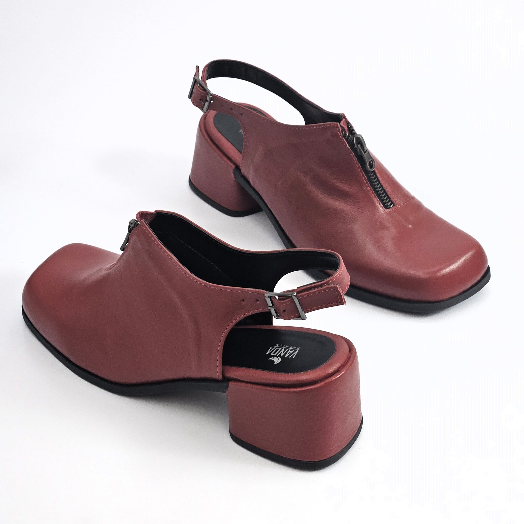 Sapato Feminino Aye Aye Slingback Em Couro - Carmim Vermelho