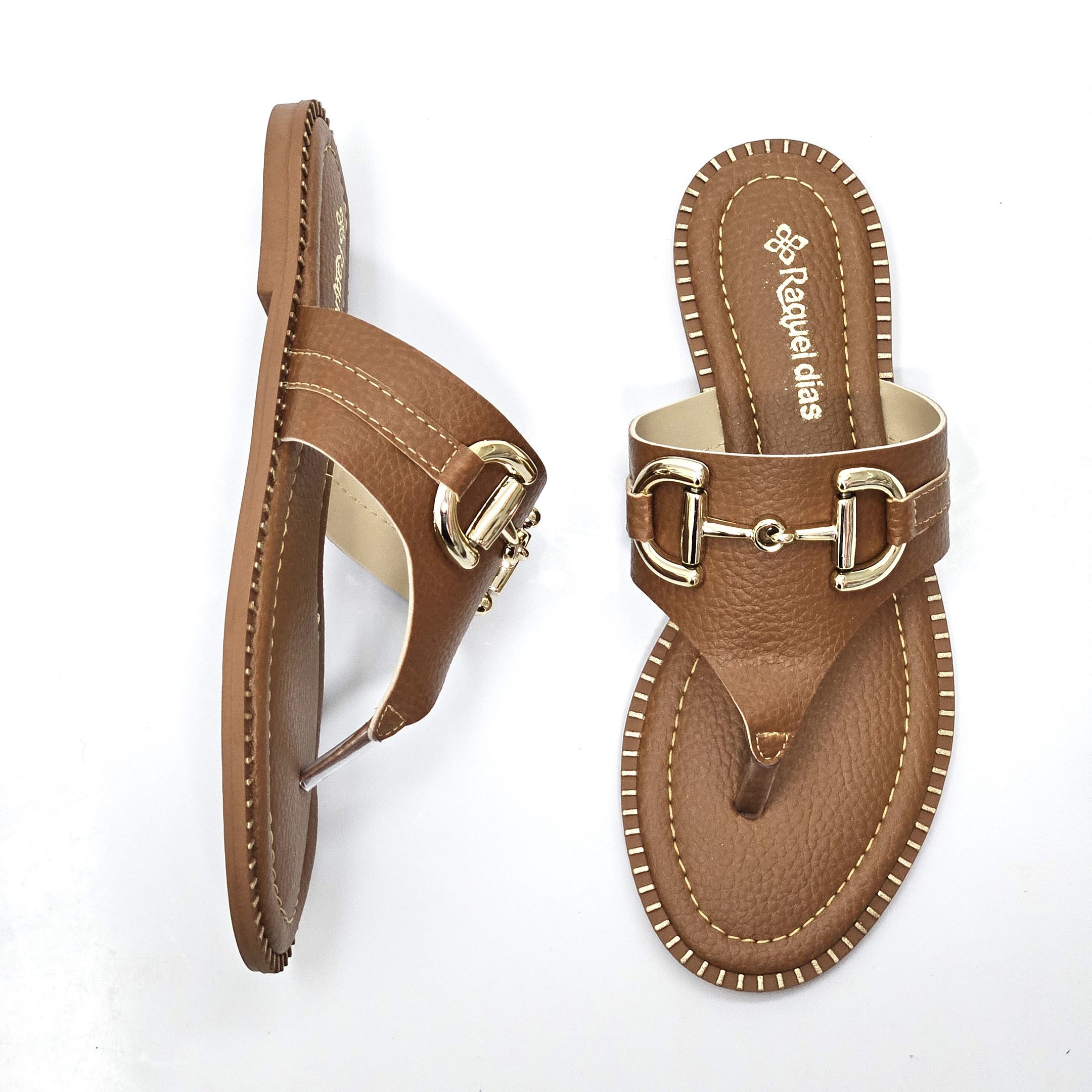 Rasteira Raquel Dias de Dedo Bridão - Marrom Marrom