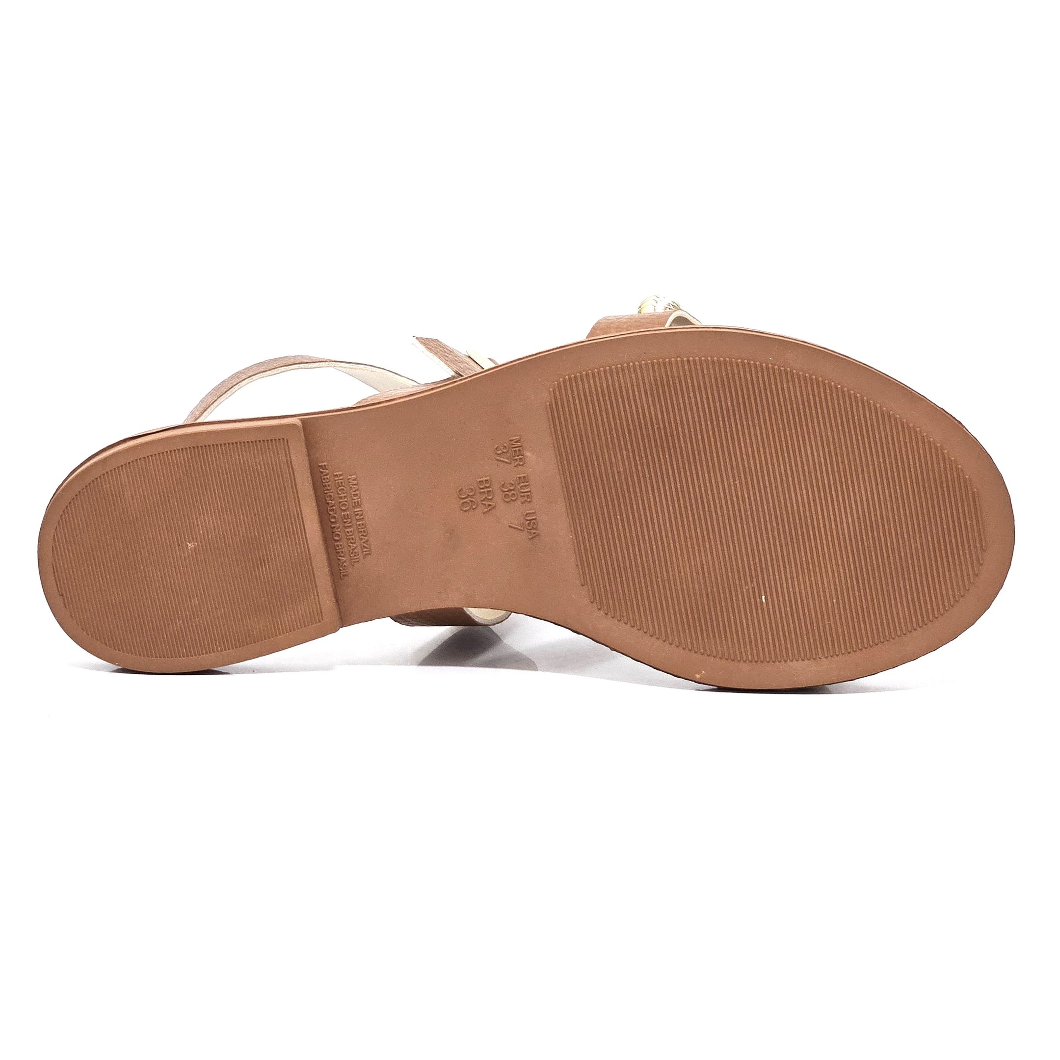 Sandália Rasteira Raquel Dias Tornozeleira Floater - Marrom Marrom