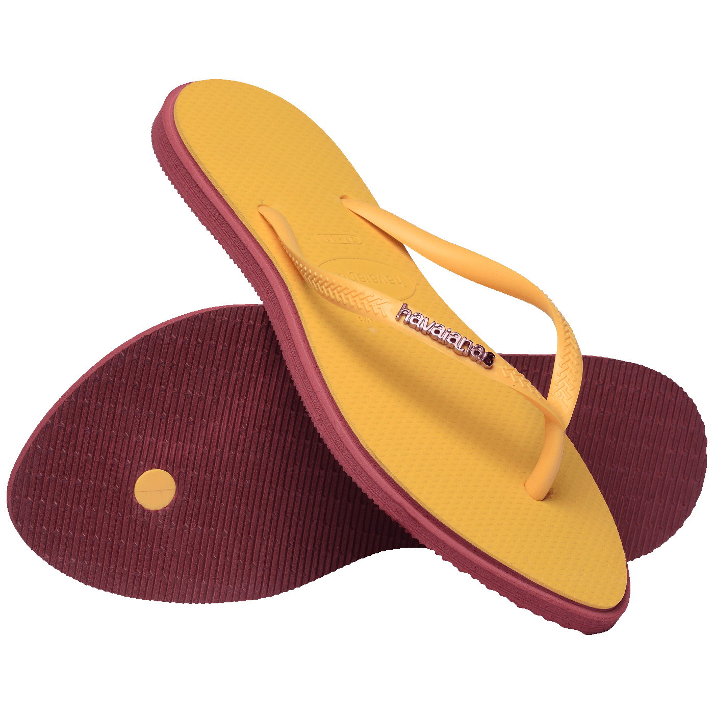 Chinelo Feminino Havaianas Slim Point - Amaranto Amarelo