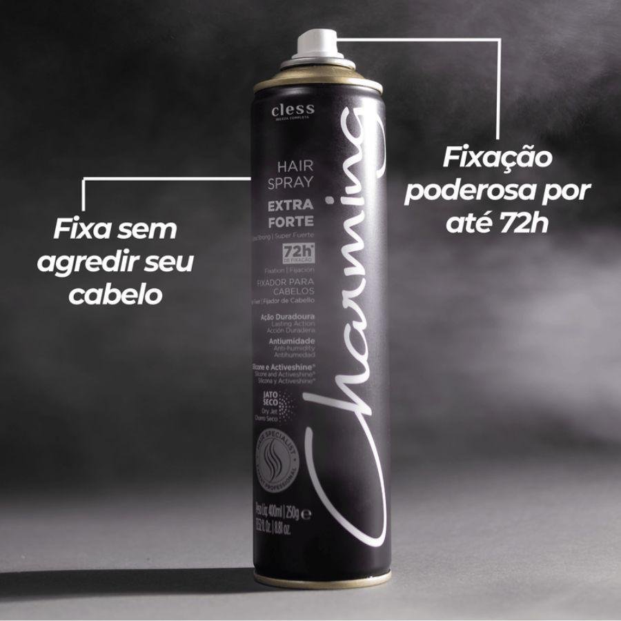 Hair Spray Charming Black Fixação Extra Forte 400ml - Cless 400ml