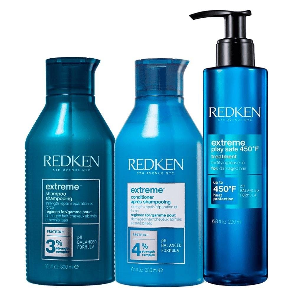 Redken Extreme Shampoo 300ml + Condicionador 250ml + Extreme Play Safe ...