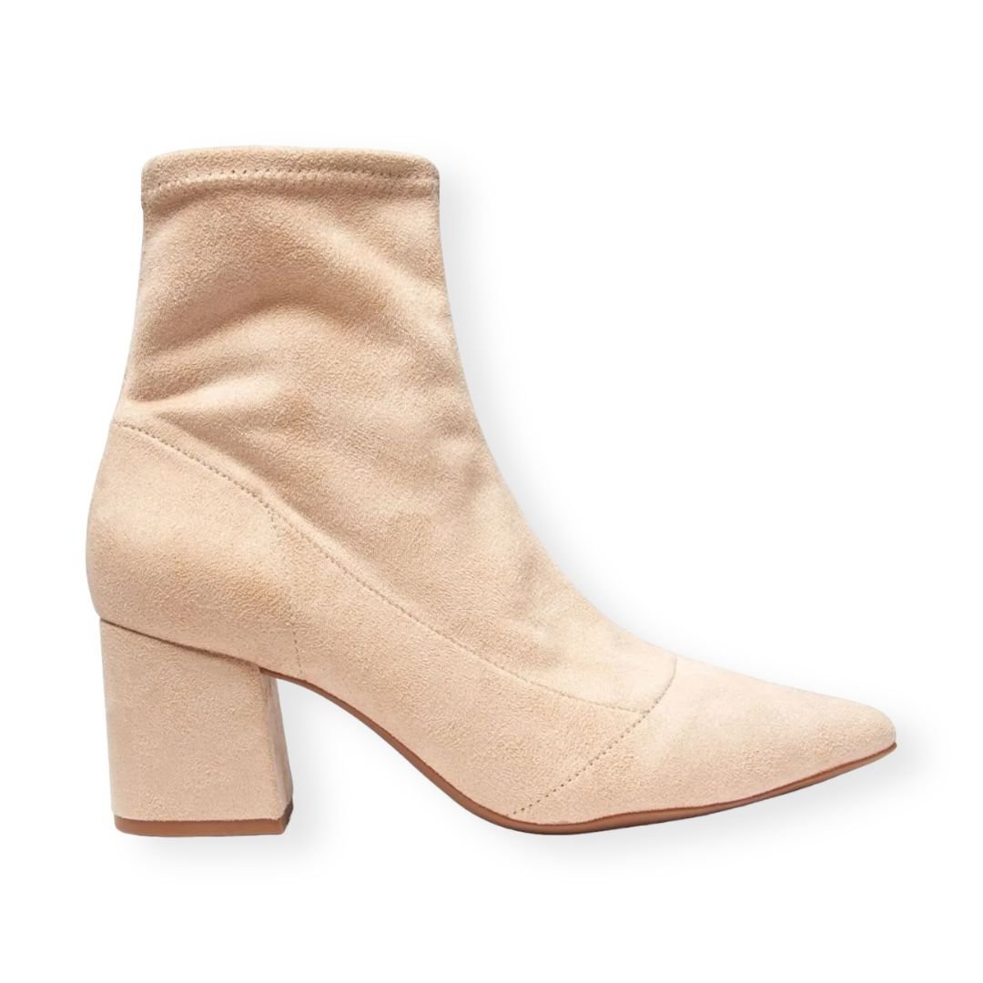 Bota Cano Curto Suede Salto Bloco Santa Lolla Feminino Bege Bege