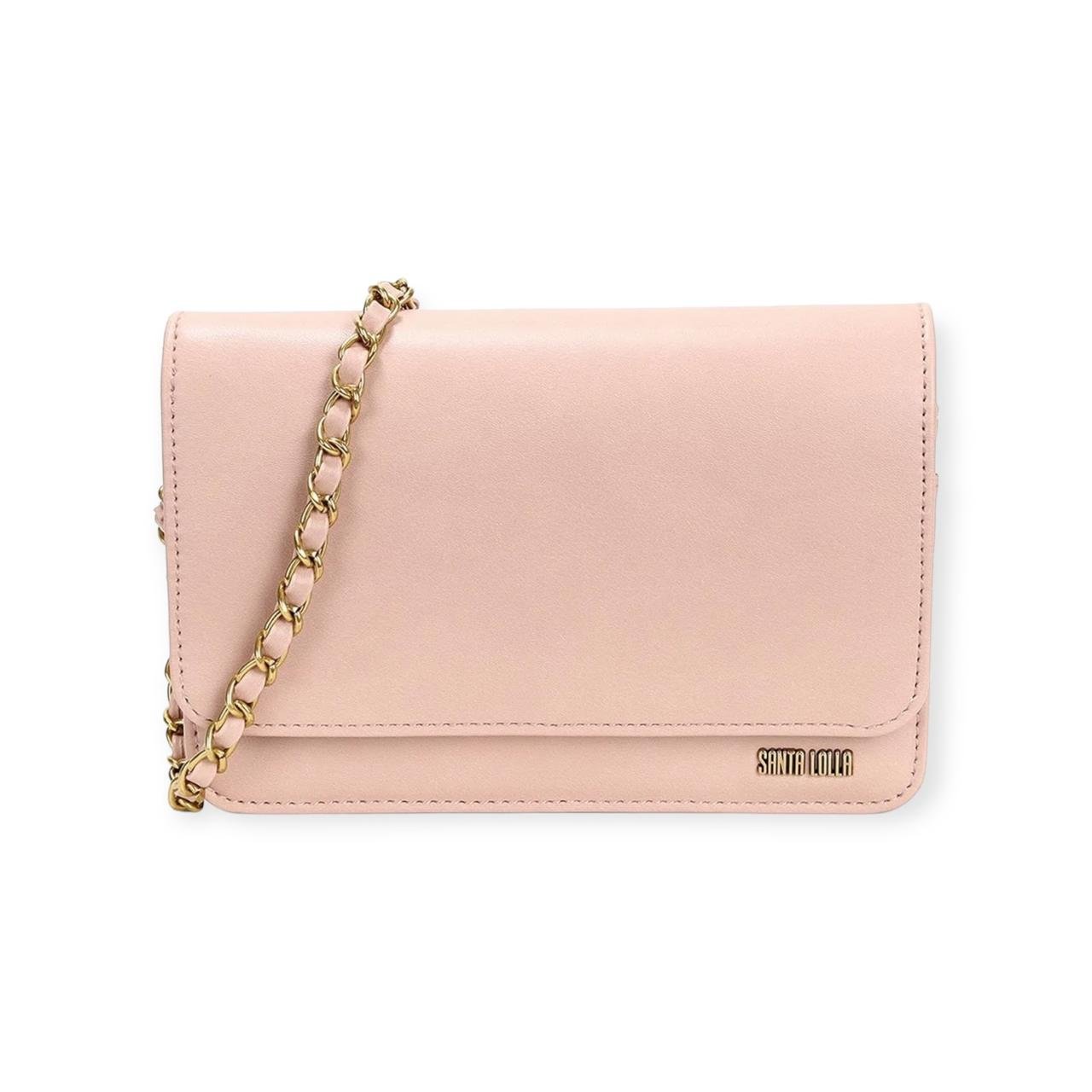 Bolsa Feminina Santa Lolla Transversal Rosa Alça Removível Corrente ...