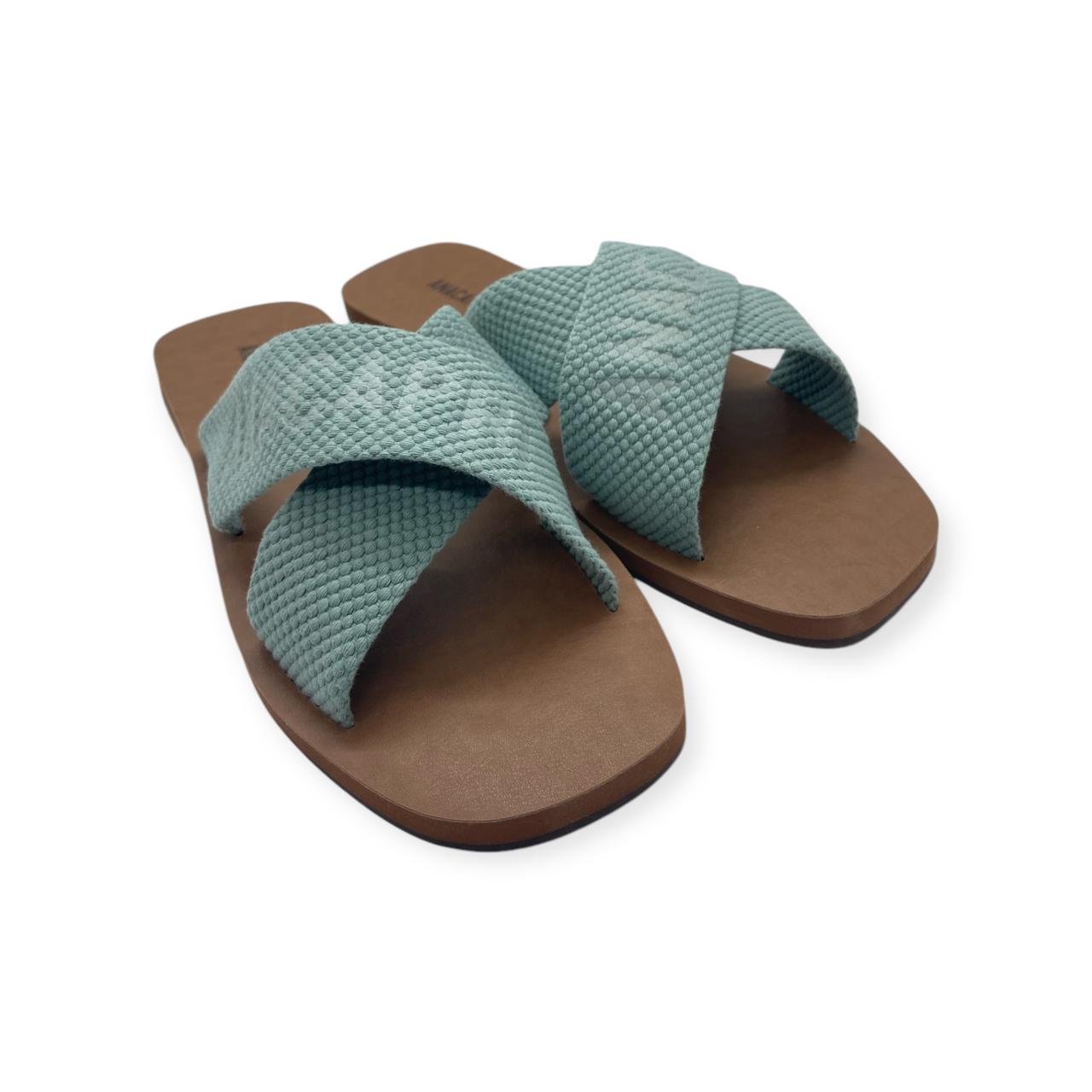 Sandália Rasteira Feminina Anacapri Tiras Cruzadas Logo Verde Verde