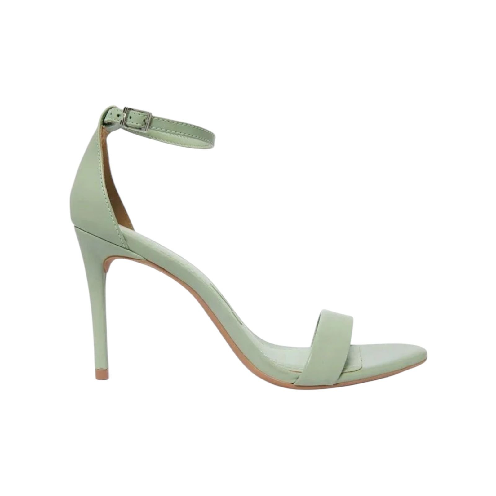 Sandalia Feminina Santa Lolla Tiras Couro Nobre Salto Fino Verde Verde