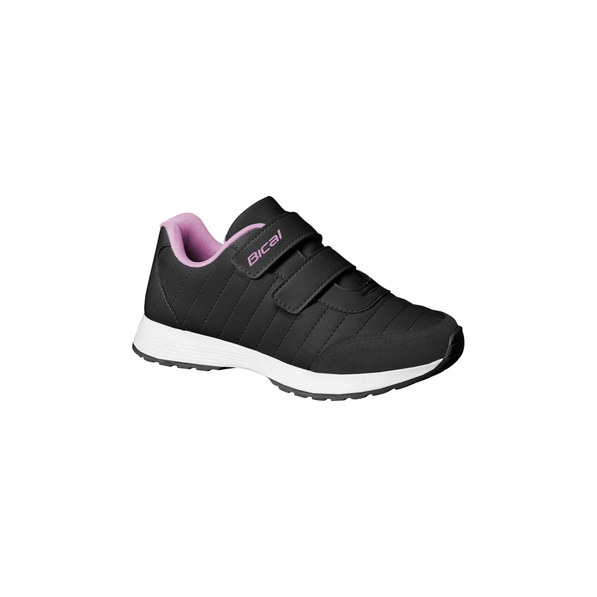 Tênis Infantil Feminino Bical Free Walk Fecho Duplo Preto e Rosa Preto