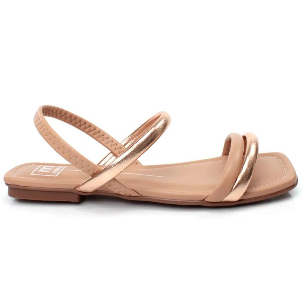 Sandália Rasteira Feminina Moleca 5462.111 Metalizado Premium Bege