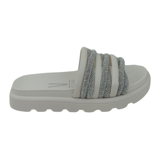 Chinelo Papete Vizzano Pelica Branco Off/Cristal-Silver Feminino Branco