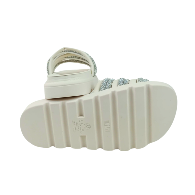 Chinelo Papete Vizzano Pelica Branco Off/Cristal-Silver Feminino Branco