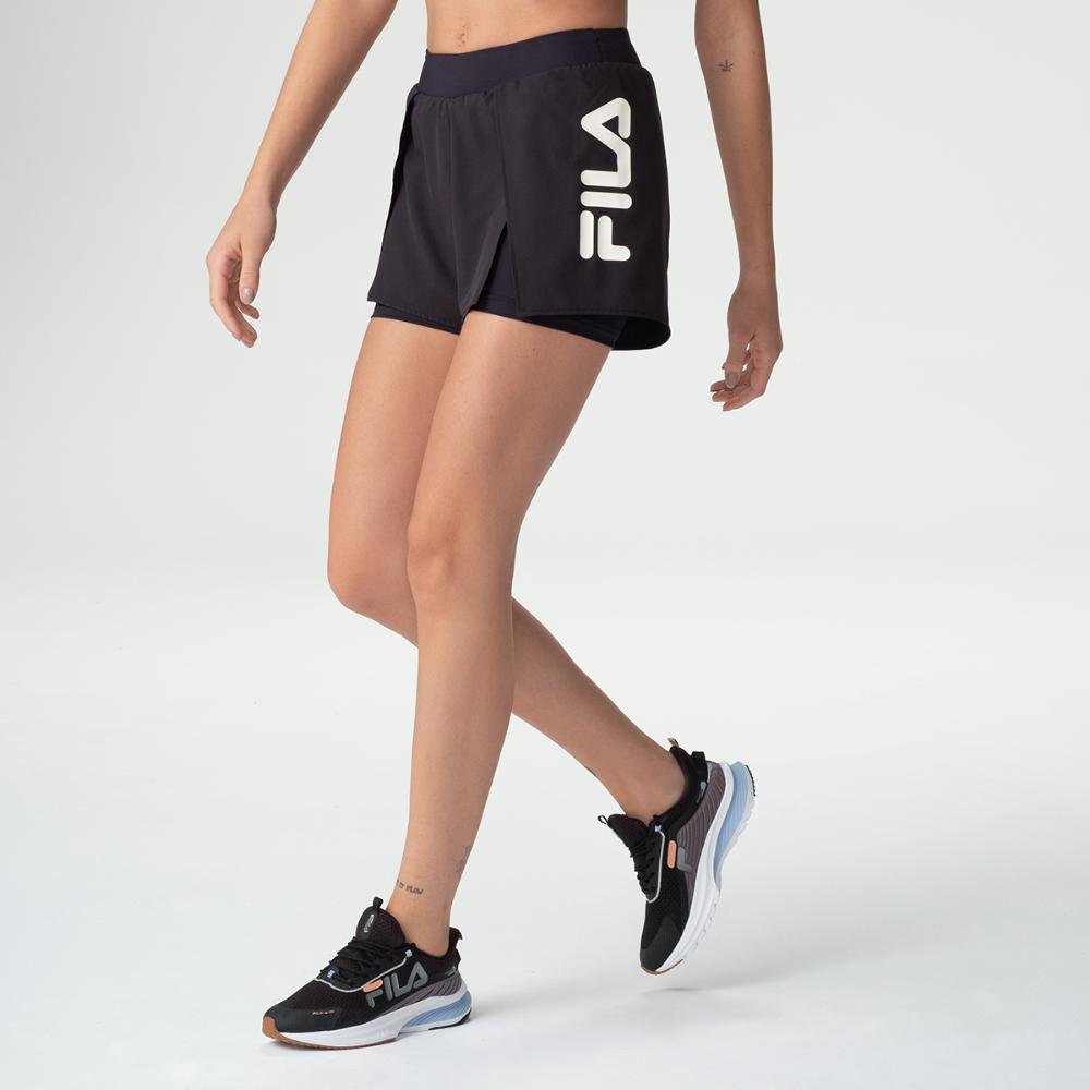 Shorts Fila Performa Double Feminino Preto