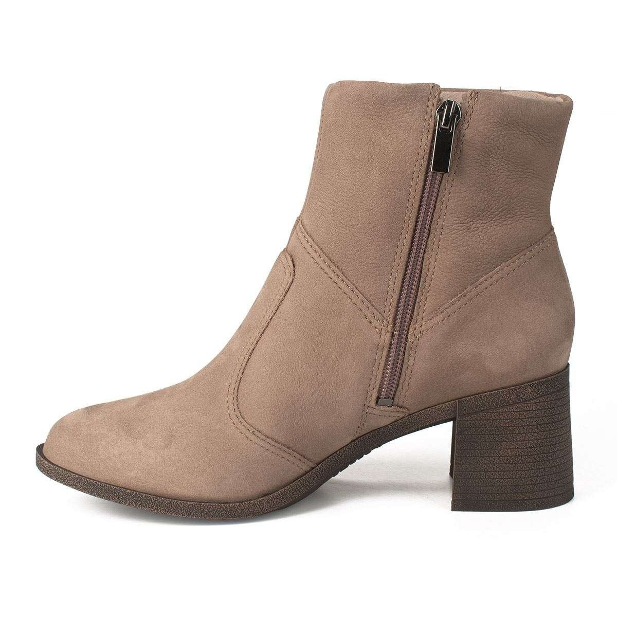 Bota Dakota Cano Curto de Couro - Feminina Bege