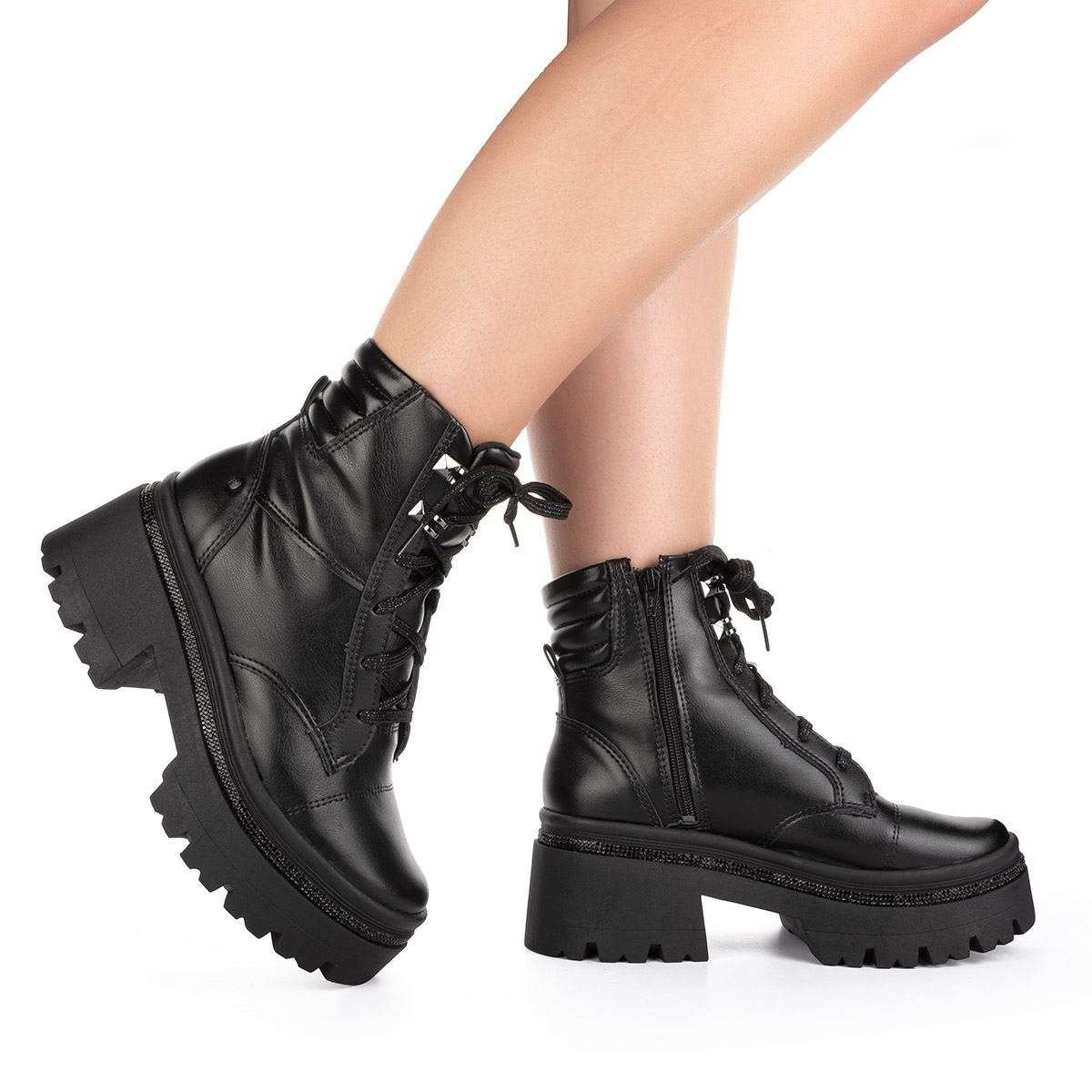 Bota Tanara Coturno Tratorada - Feminina Preto