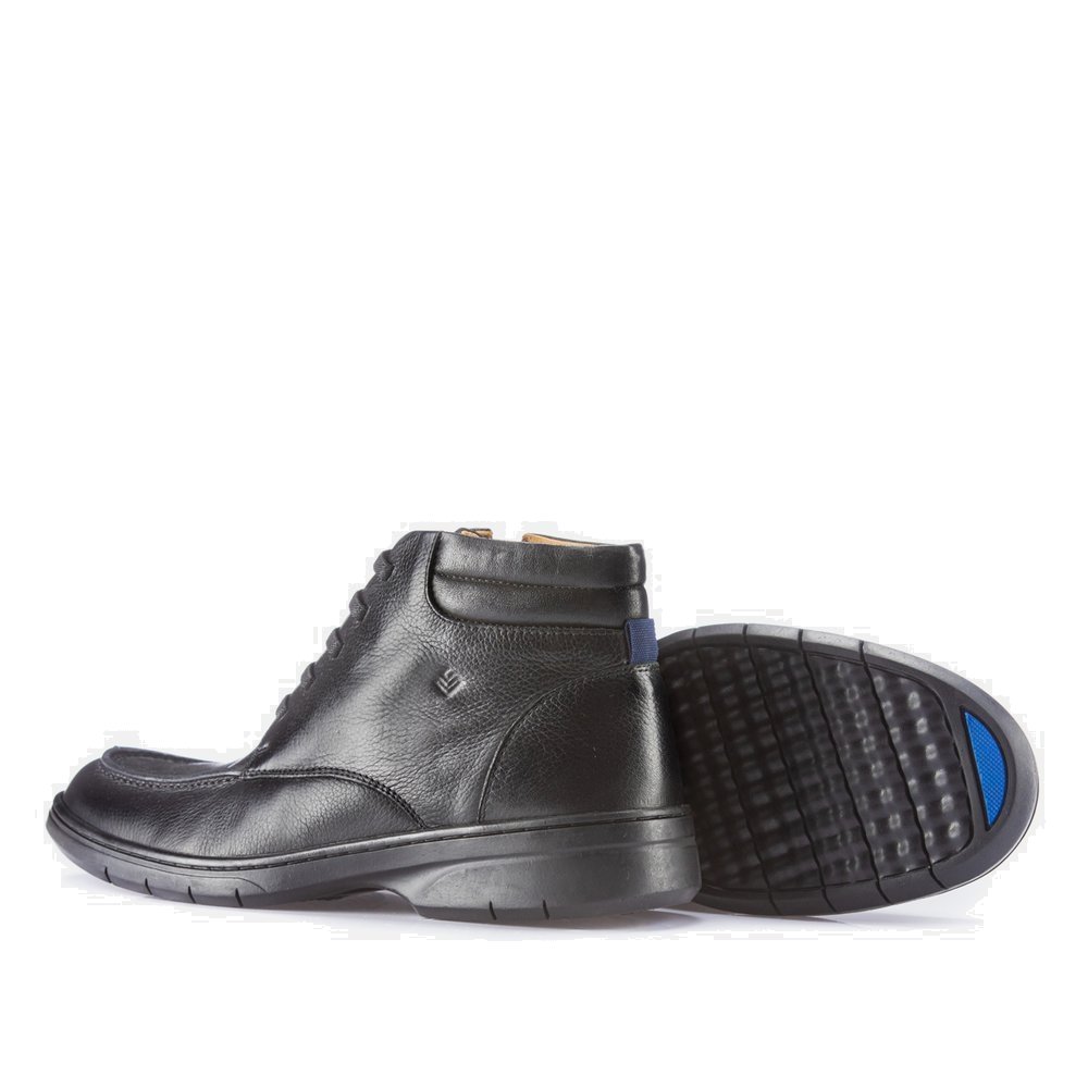 Bota Coturno Masculino Sola Borracha Fecho Elástico e Zíper Lateral Preto