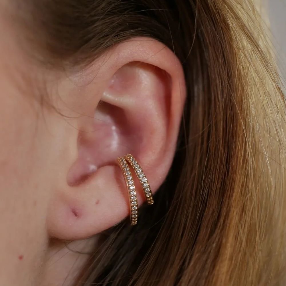 Piercing Argola Dourado Cravejado PP Ania Store Meryl Zircônias Banhado ...