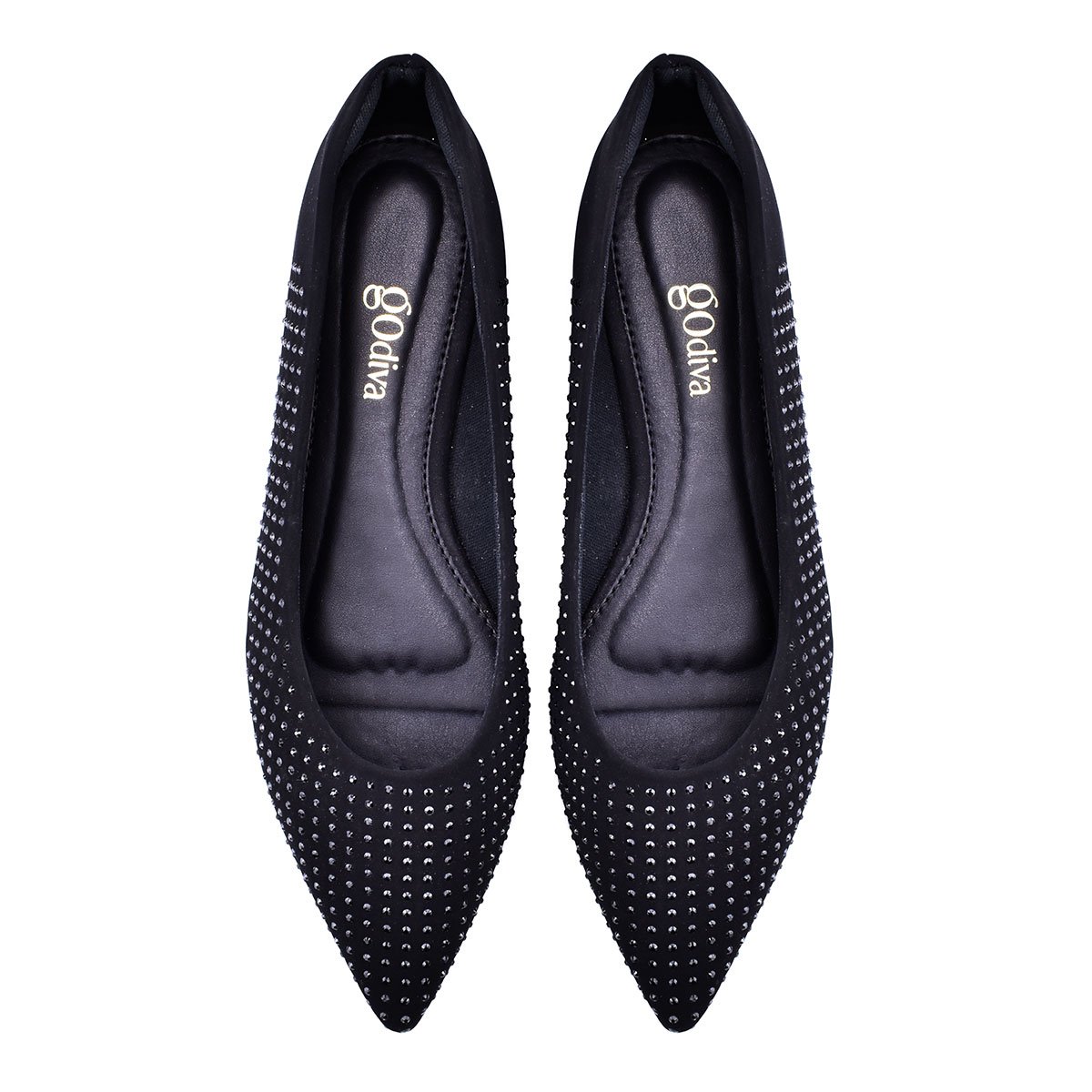 Sapatilha Bico Fino Hotfix Preto Godiva Nobuck Preto 331570 Preto