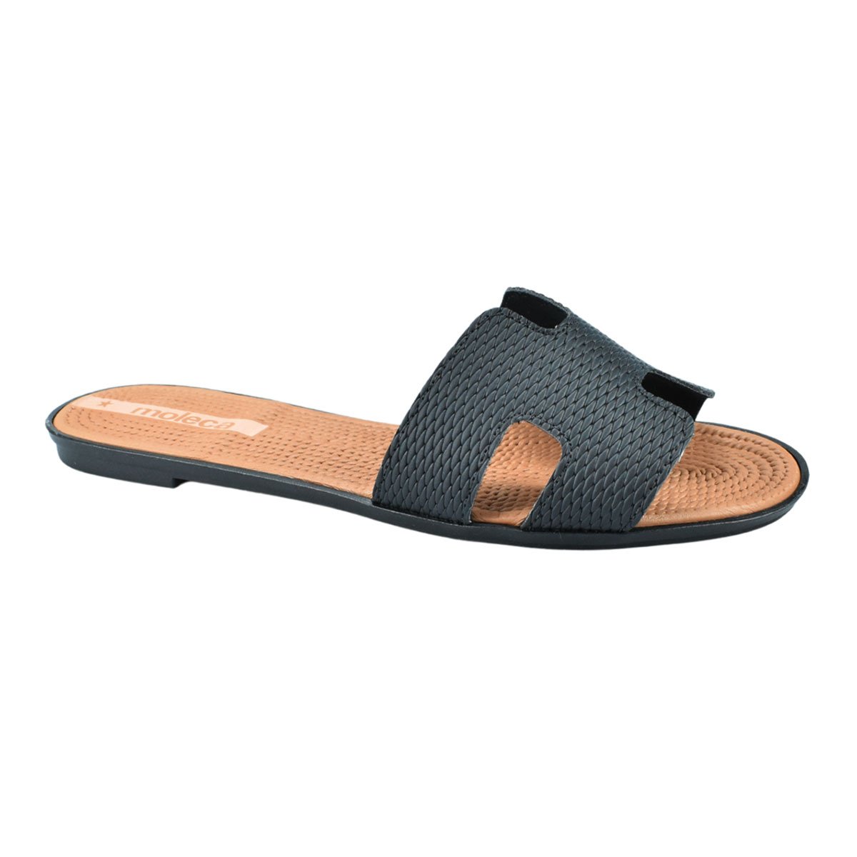 Rasteira Moleca Napa Preto Feminino Conforto Preto