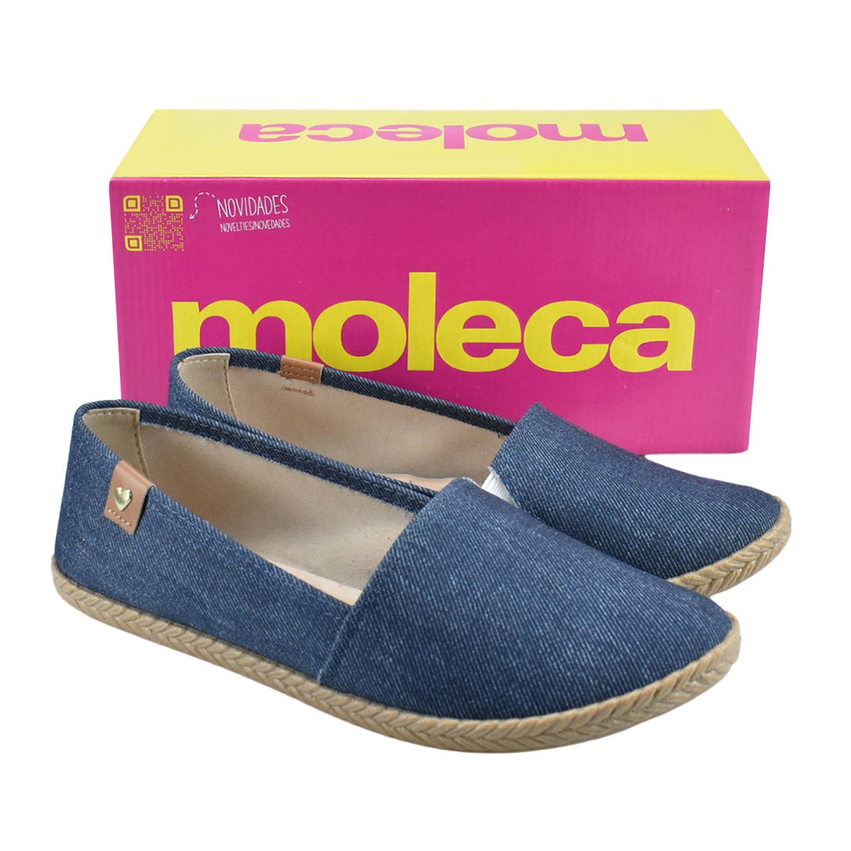 Sapatilha Moleca Tecido Denim Fresh Marinho Feminino Conforto Azul