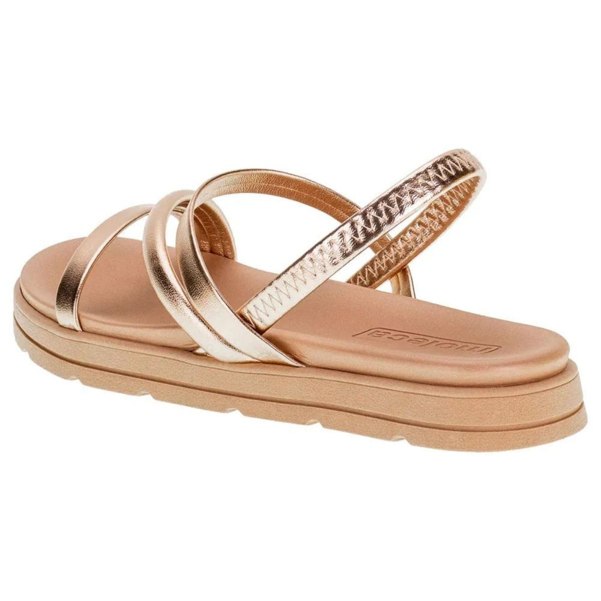 Sandália Moleca Plataforma Strass Feminina Ouro Rosado Dourado