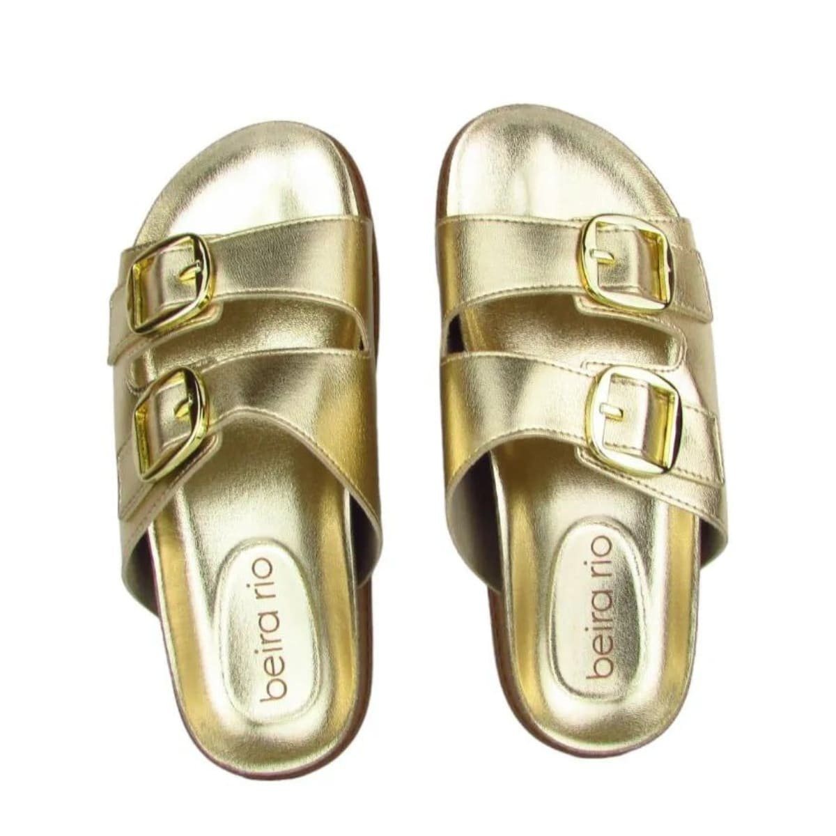 Papete Beira Rio Tiras Grossas Feminina Dourada Dourado