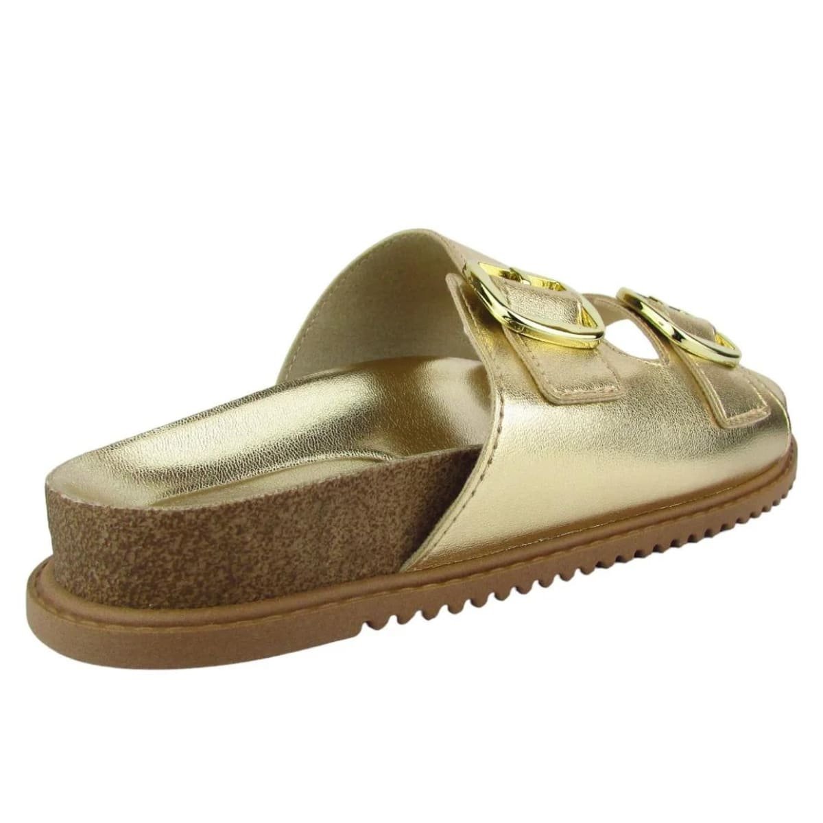 Papete Beira Rio Tiras Grossas Feminina Dourada Dourado