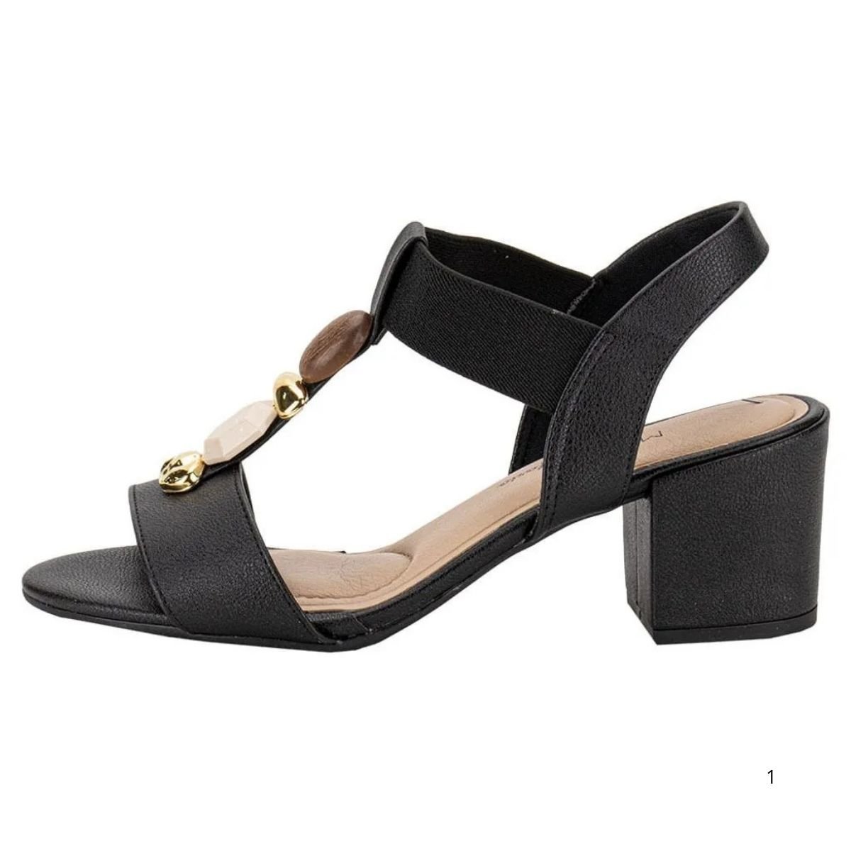 A Sandália Modare Ultraconforto Salto Bloco Elastano Feminina Preto Preto