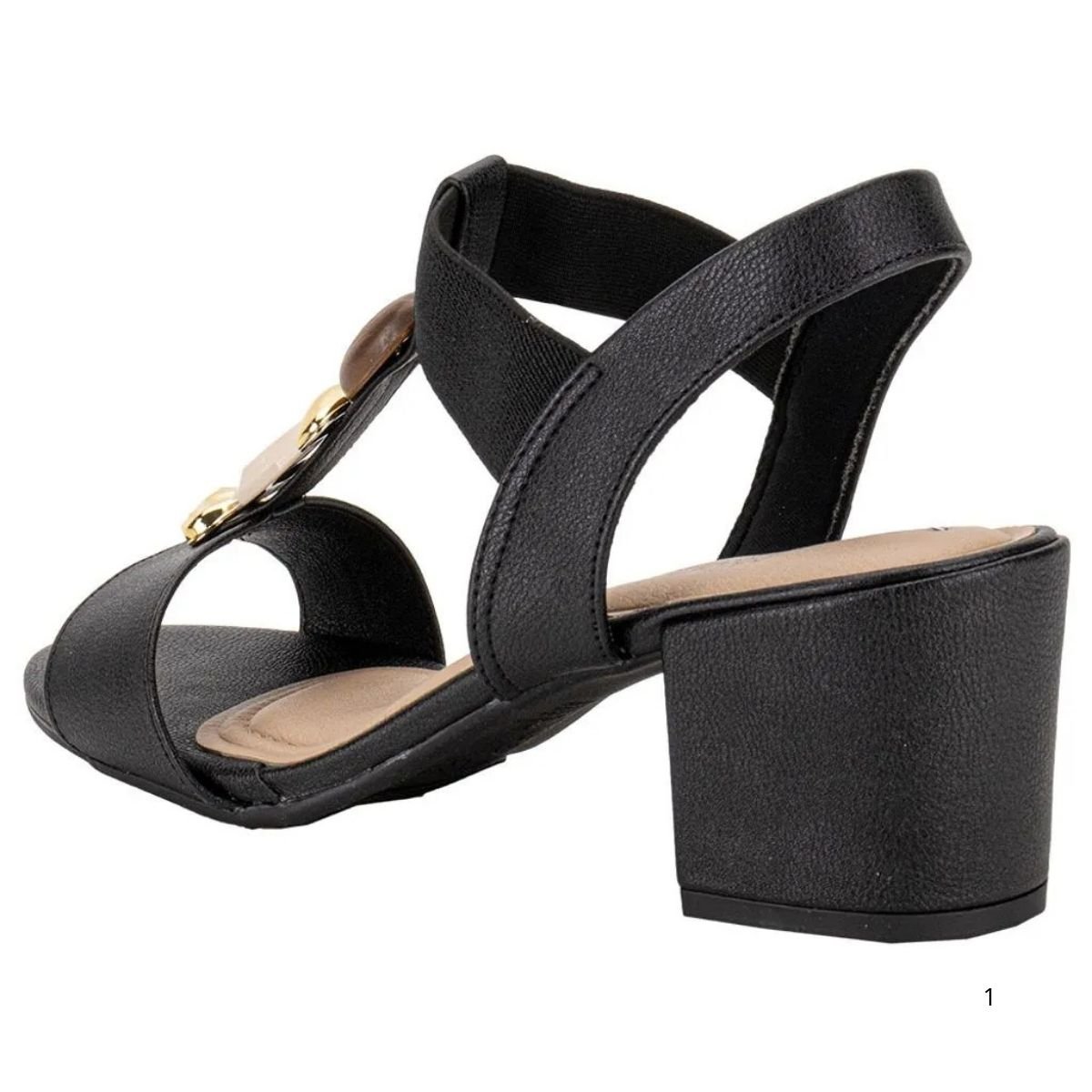 A Sandália Modare Ultraconforto Salto Bloco Elastano Feminina Preto Preto