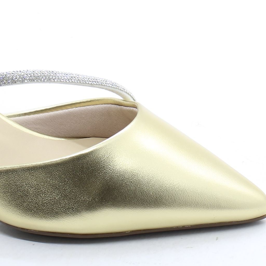 Scarpin Salto Fino Metalizado Dourado