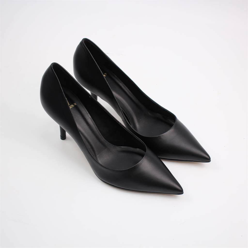 Scarpin Salto Fino Couro Preto