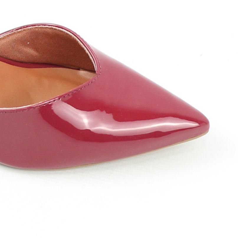 Scarpin Salto Bloco Aberto Verniz Burgundy