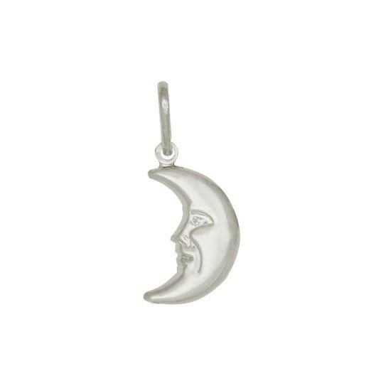 Pingente Lua Com Face Em Prata Pura Prata