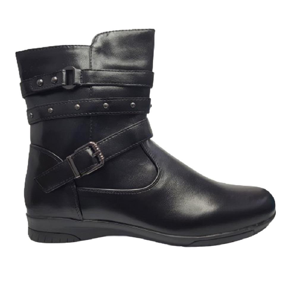 Bota Feminina Rasteira Mooncity Cano Curto 71142 Preto